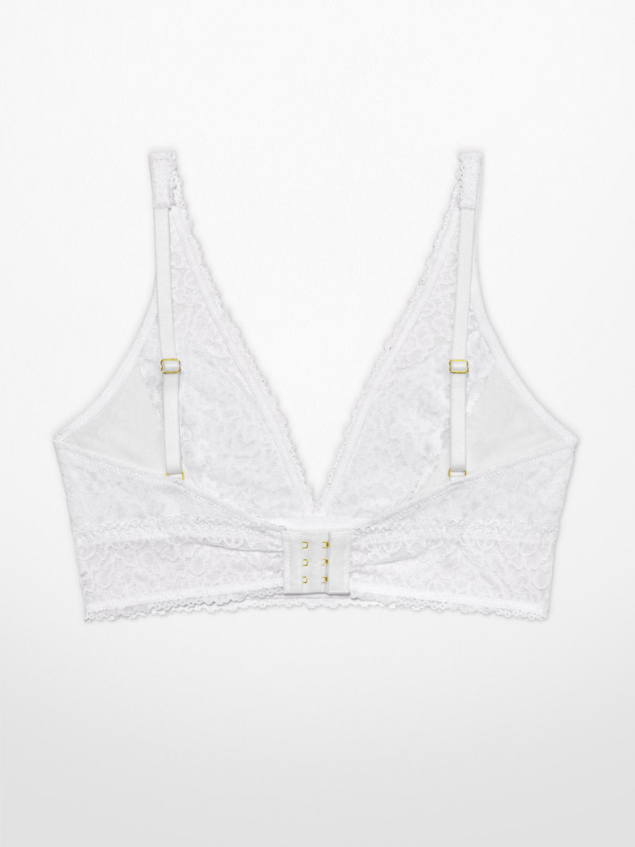 Luxe-Stretch Full-Bust Plunge Bra - White | LoveSuze