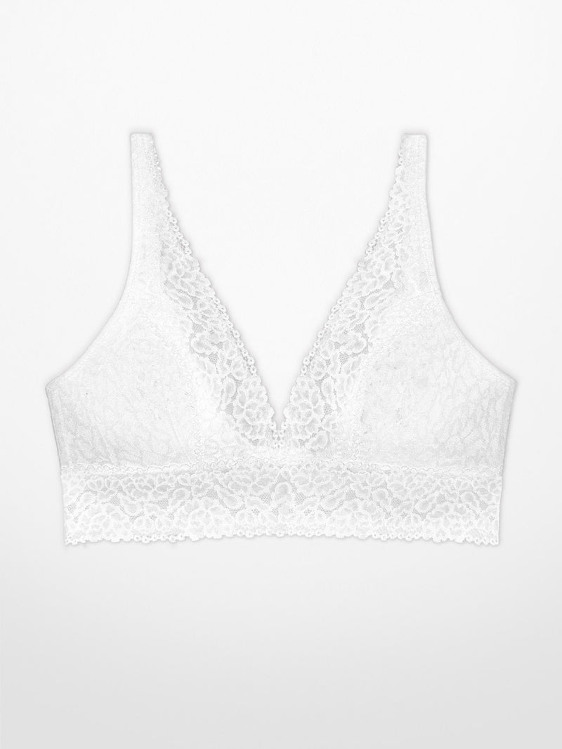 Luxe-Stretch Full-Bust Plunge Bra - White | LoveSuze